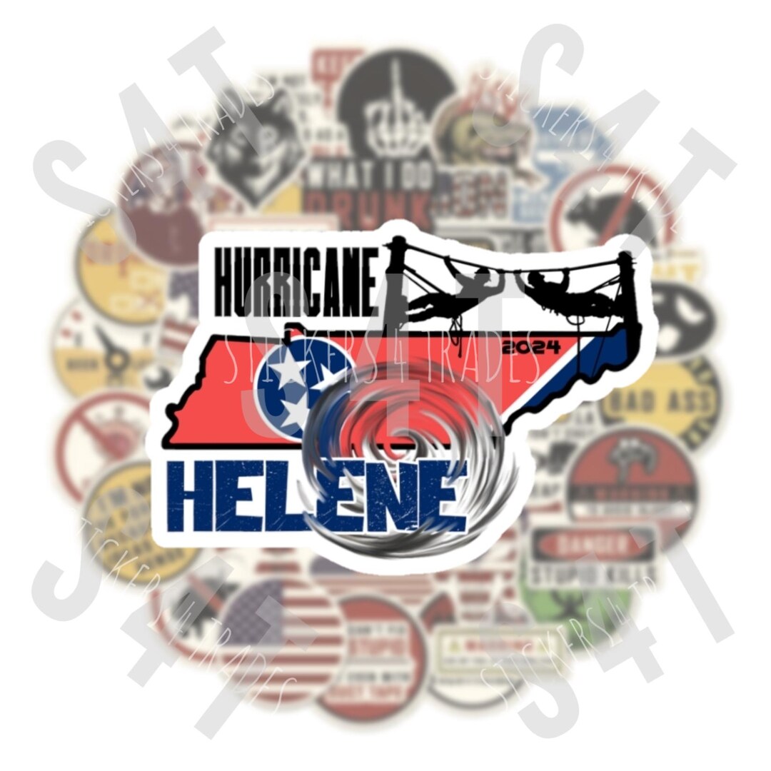 2024 Hurricane Helene Tennessee Lineman Hard Hat Sticker Tropical Storm ...