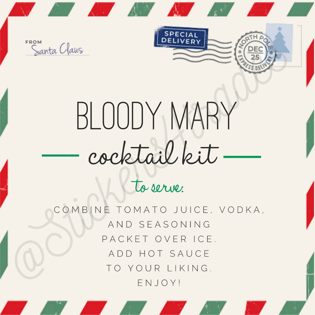 Bloody Mary Cocktail Kit Gift Tag Printable Digital Download ...