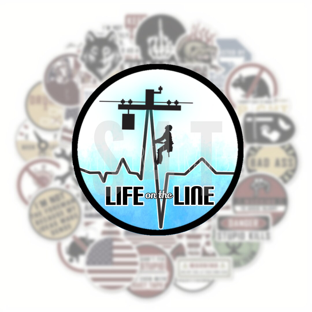 Lineman Life on the Line Hard Hat Sticker Decal Vinyl Waterproof Blue ...