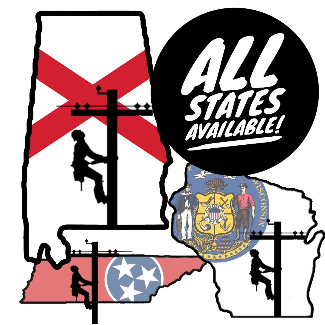 State Lineman Hard Hat Sticker 2-PACK Waterproof Vinyl Decal for Laptop ...