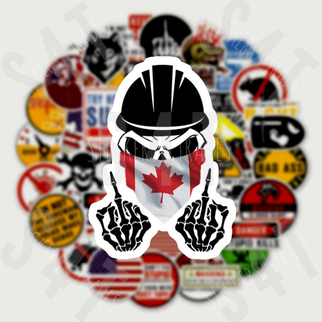 Canadian Flag Construction Skull Blue Collar Middle Finger Hard Hat ...