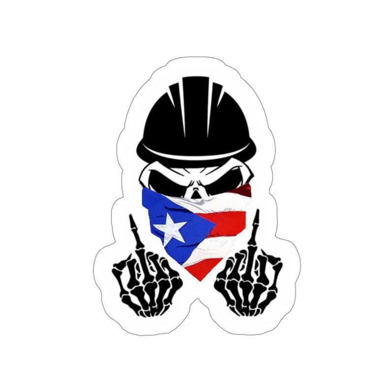 Puerto Rico Hard Hat Sticker Skull Middle Finger Decal - Etsy