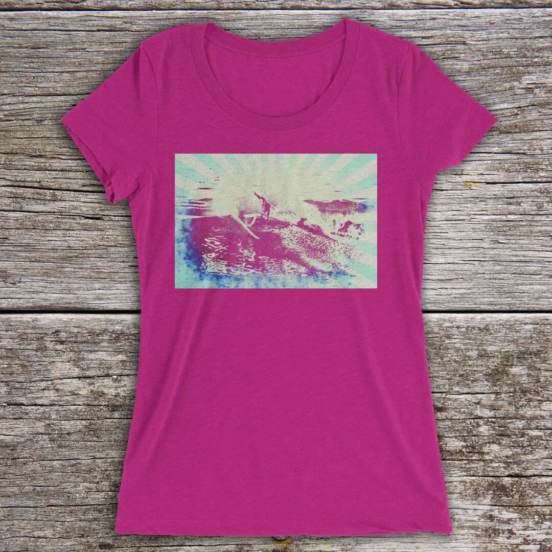 T-shirt pour femmes, t-shirt Surf Art pour femmes, Art de surf original et photographie ...
