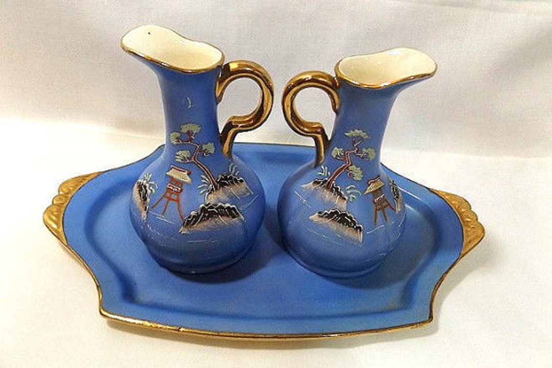 Hinode Japan, Moriage Ewer Pitchers With Tray, Very RARE, Variant ...