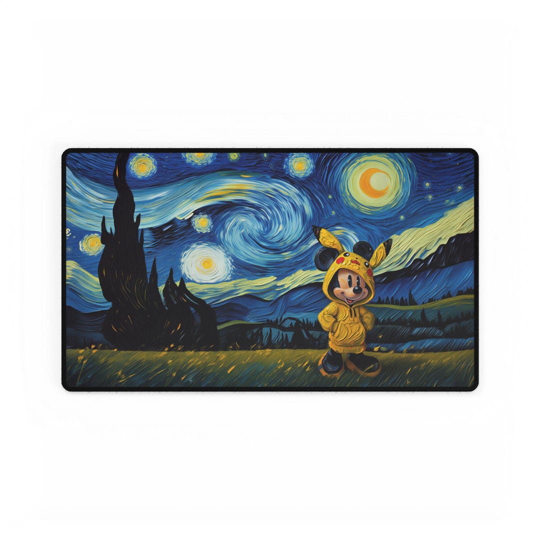 Mickey Mouse Inspired Van Gogh Style Desk Mat | Electric Mouse Art - Etsy