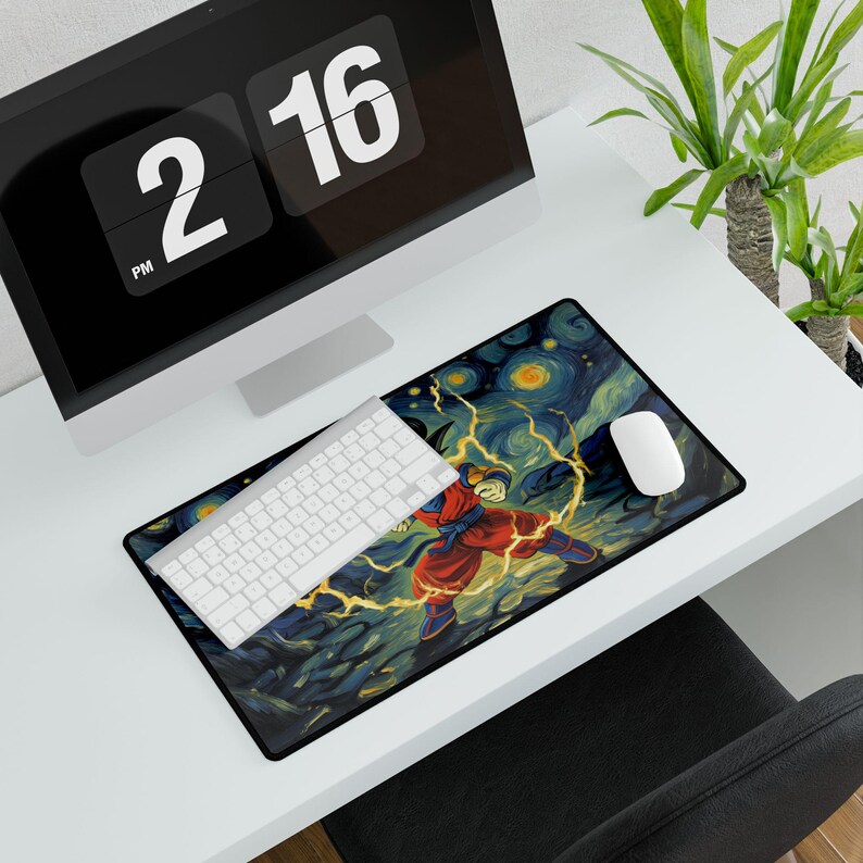 Mickey Mouse Inspired Goku Desk Mat | Van Gogh Style Dragon Ball Z ...