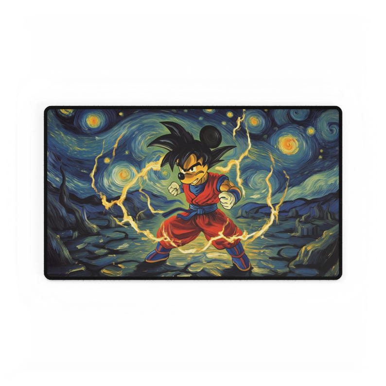 Mickey Mouse Inspired Goku Desk Mat | Van Gogh Style Dragon Ball Z ...