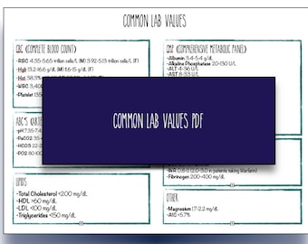 Common Lab Values - Etsy