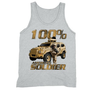 Men's 100% American Soldier Tanktop Veteran Army Military Memorial USA ...