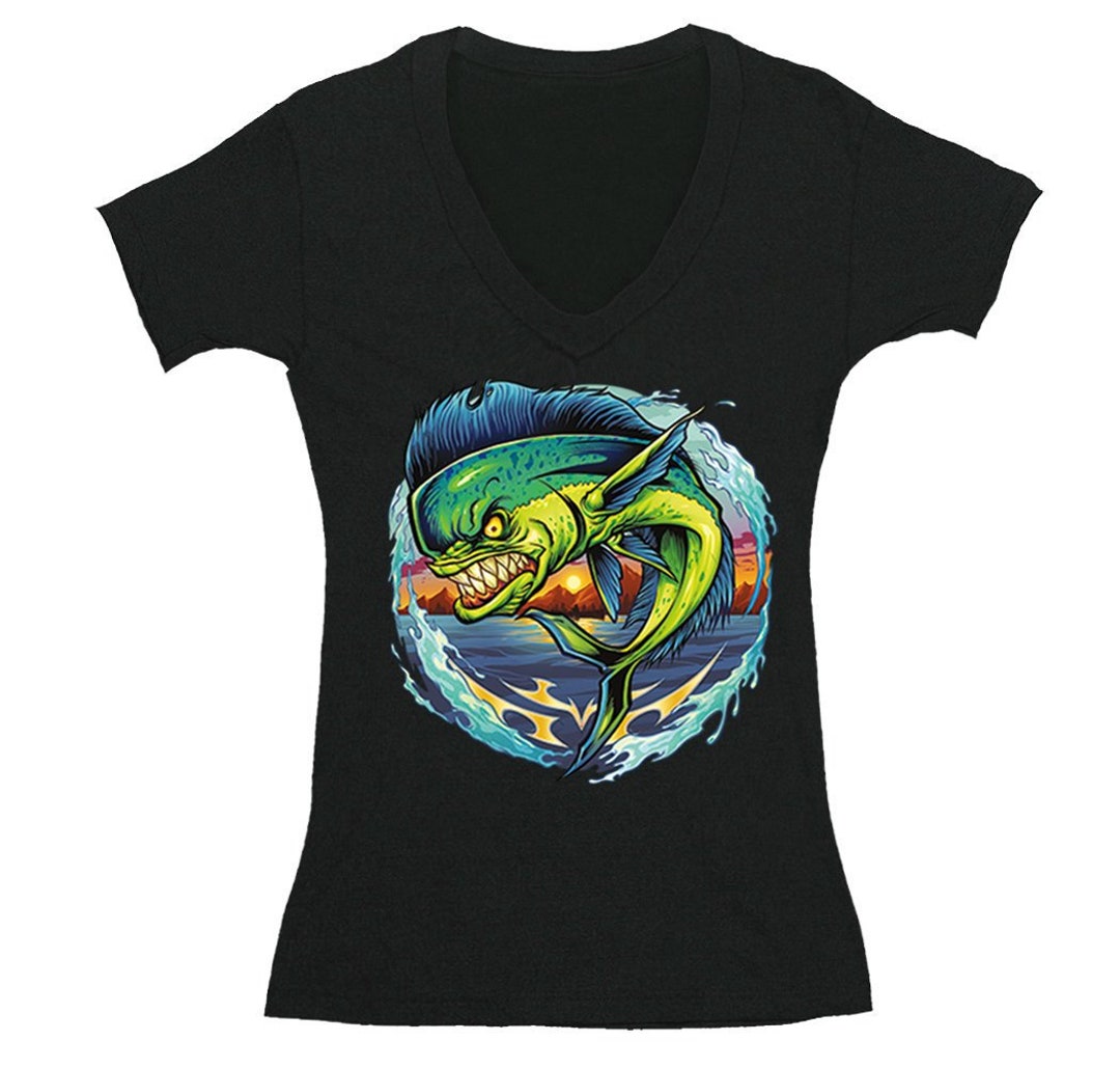 Women's Angry Mahi Mahi Dorado Sport Fishing Fisherman Saltwater Fish ...