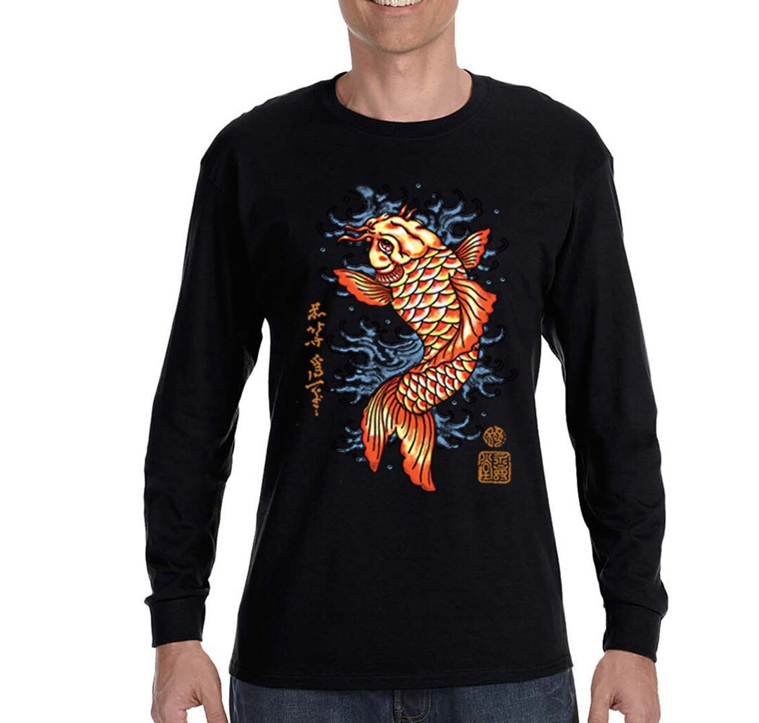 Men's Red Koi Fish Freshwater Pond Asian Culture Tattoo Art Gift Long ...