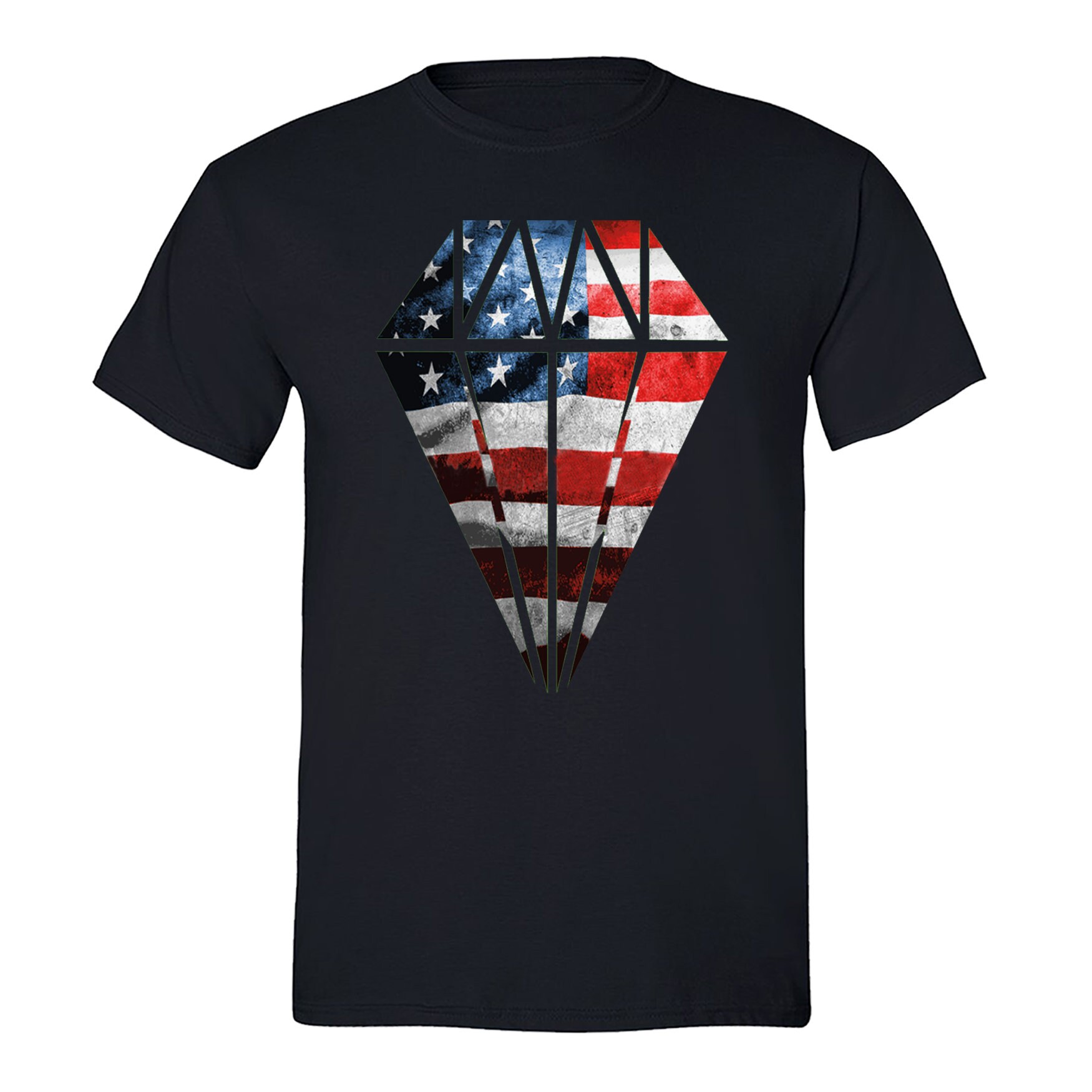 Men's American Flag Distressed Diamond 4th of July USA Pride Shirt USA ...