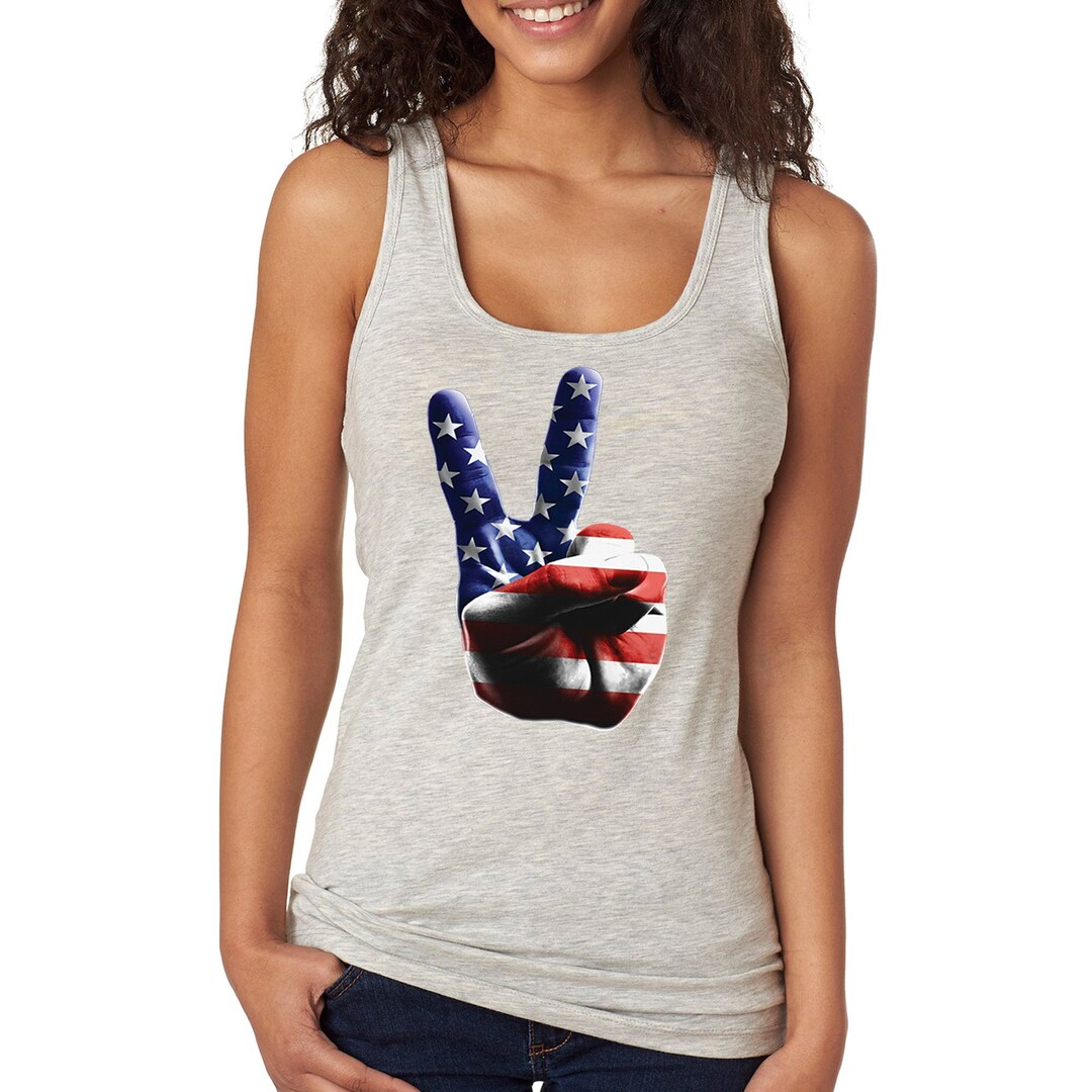 Women's American Peace Hand Patriot USA Pride America 2nd Amendment Gun ...