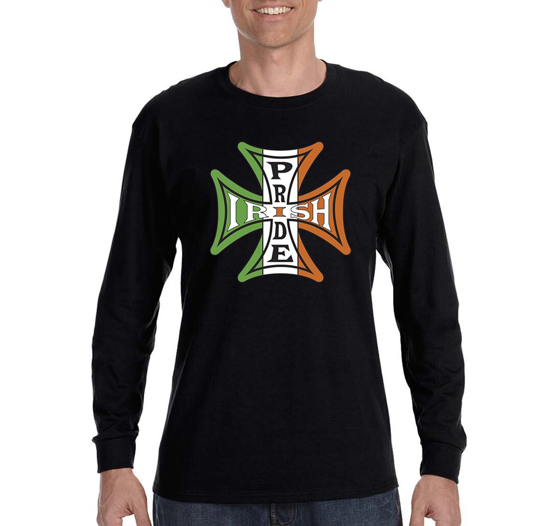 Men's Irish Pride Iron Cross Flag Celtic Clover Shenanigans St. Patrick ...