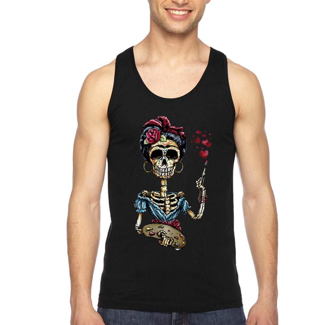 Men's Frida Kahlo Skeleton Paint Sugar Skull Day of the Dead Dia De Los ...