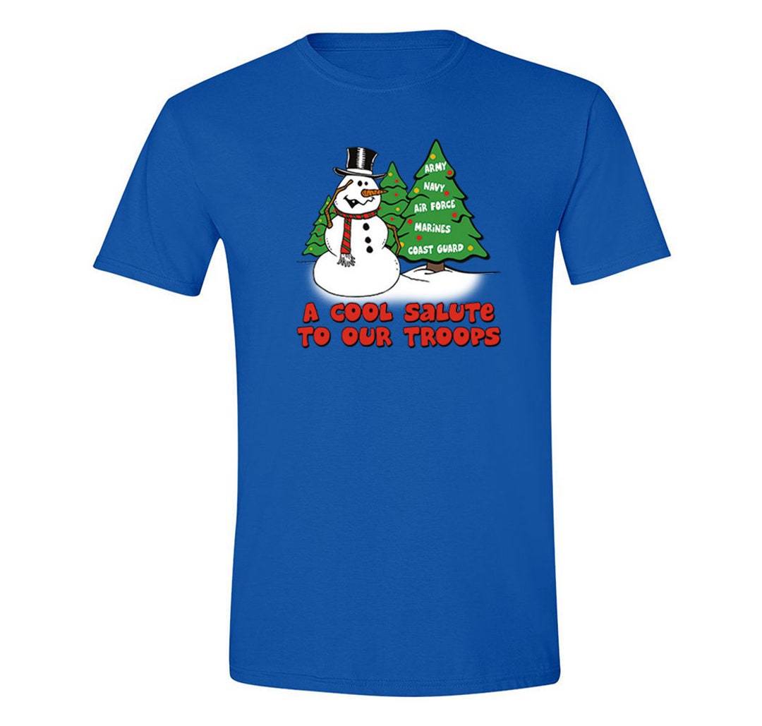 Men's Snowman Salute Our Troops Army Navy Marines Air Force Military ...