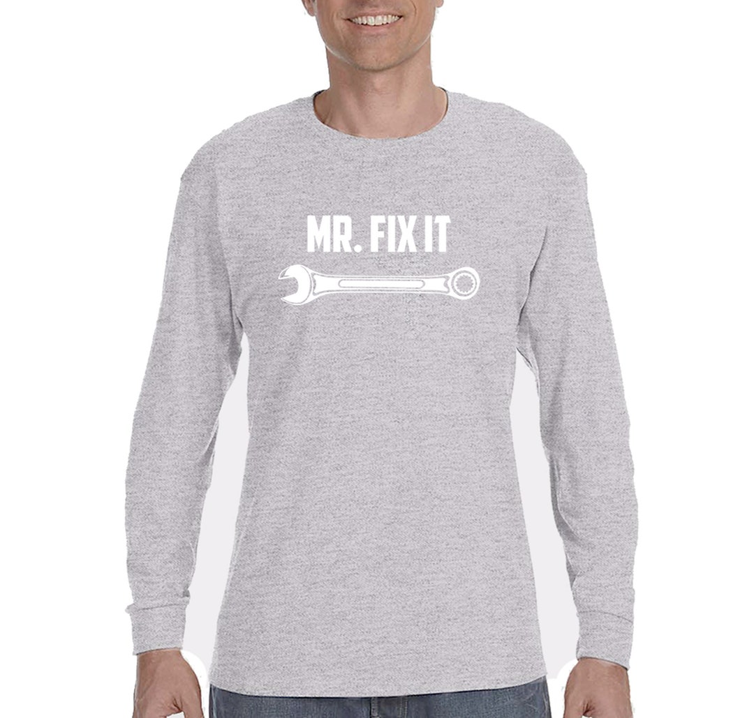 Men's Mr. Fix It Wrench Car Dad Father's Day Long Sleeve T-shirt Funny ...