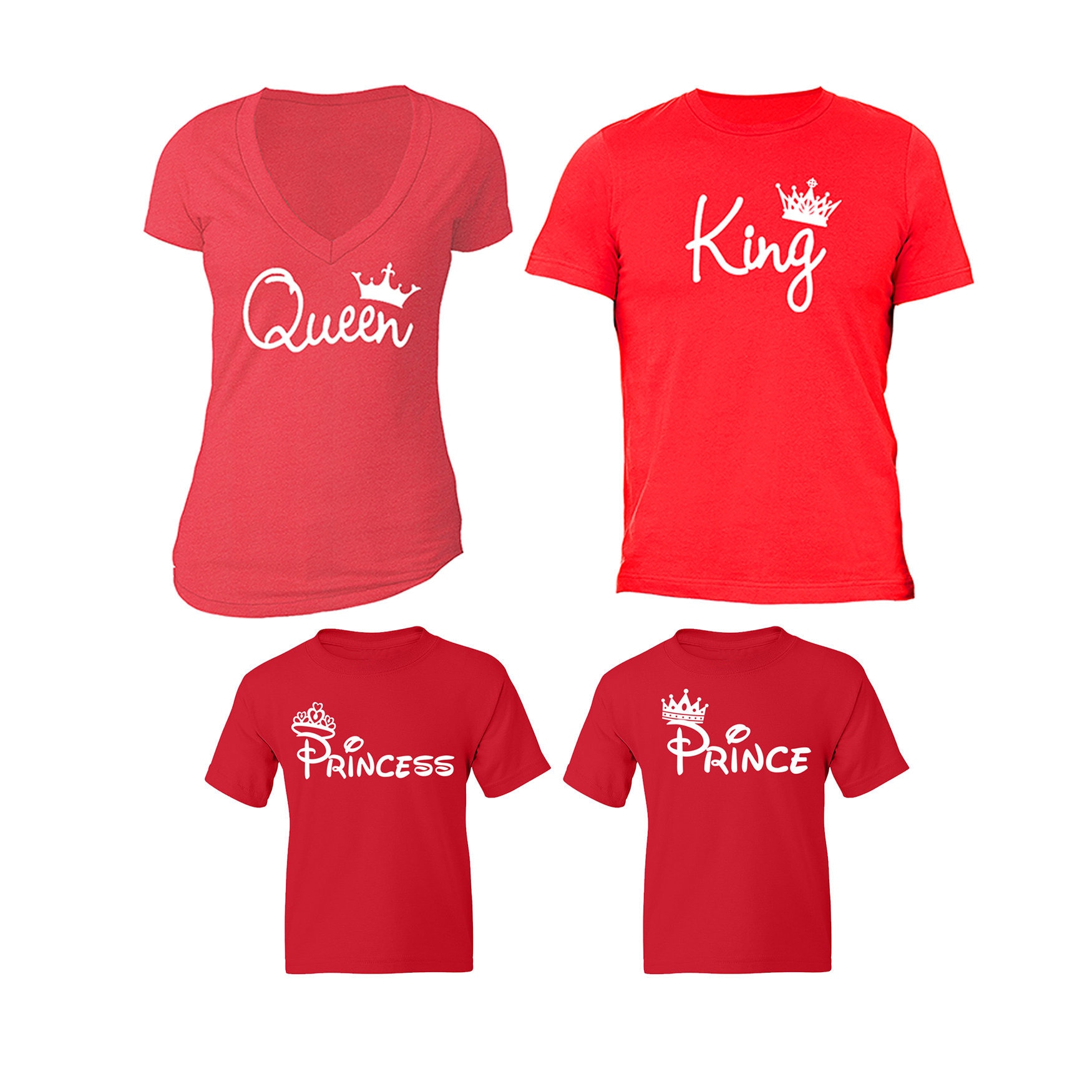 Free Shipping King Queen Prince Princess Crowns White Font | Etsy