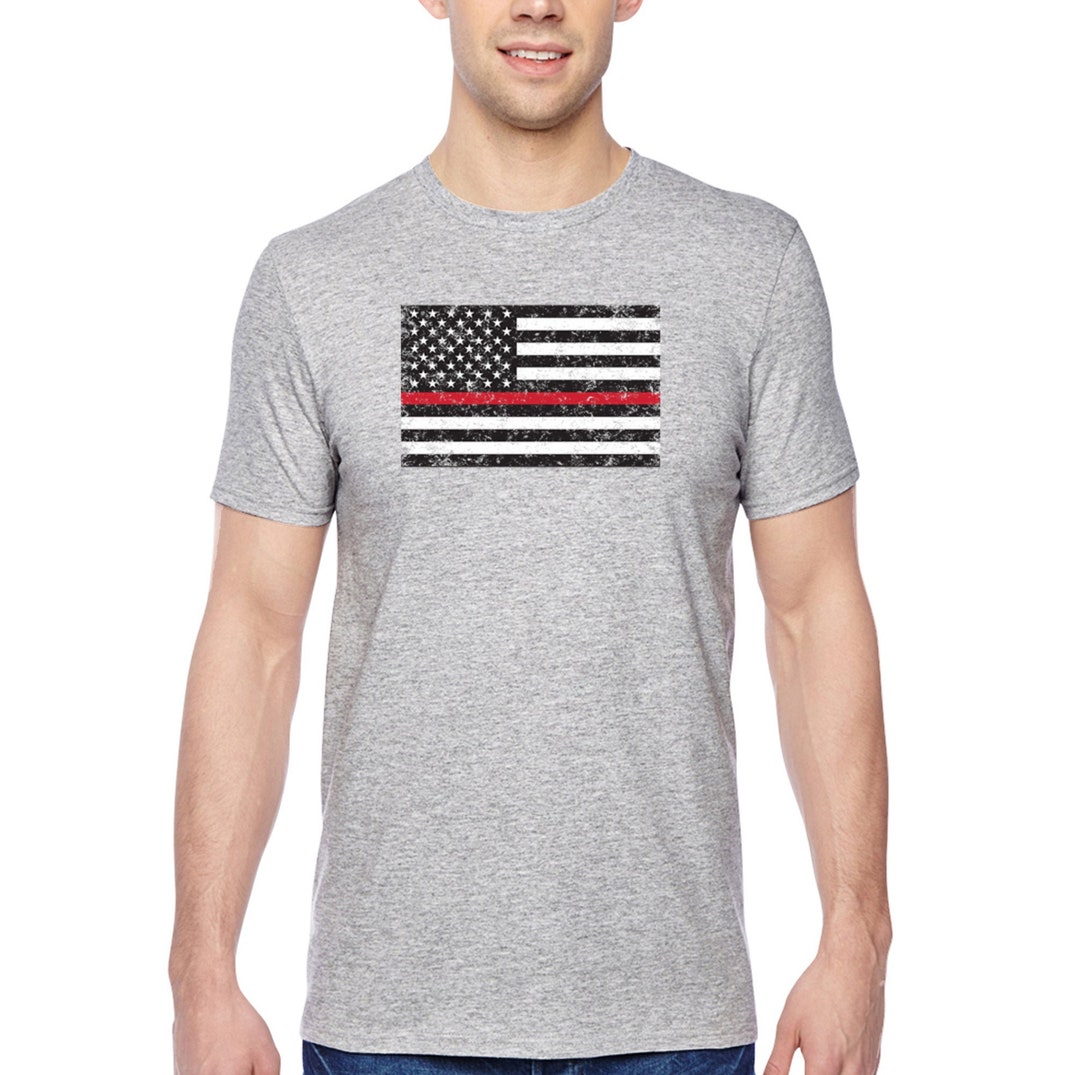 Red Line Firefighters Courage USA Flag Shirt Lives Matter Tee Gift Men ...