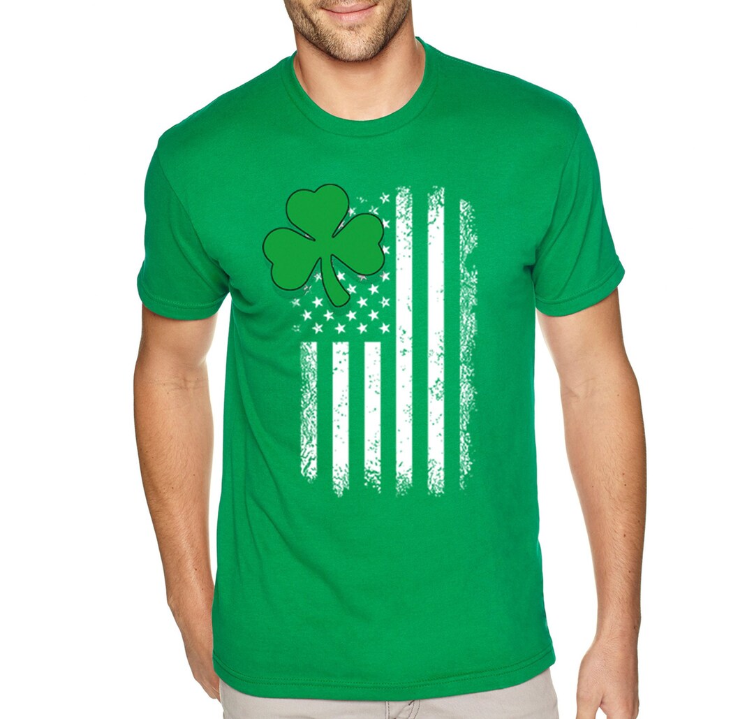 Men's Shamrock USA Flag Clover Shamrock Irish Ireland St. Patrick's Day ...