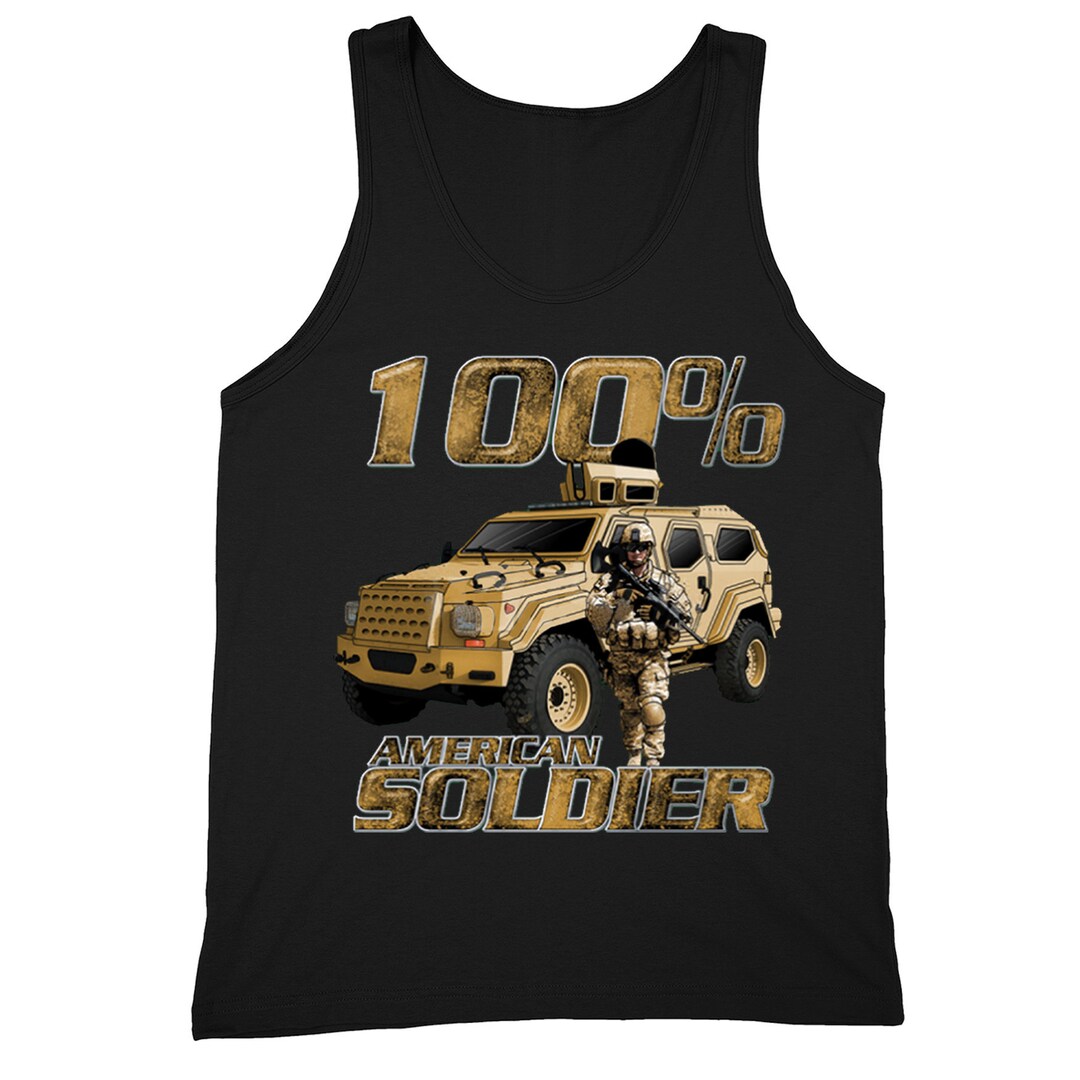 Men's 100% American Soldier Tanktop Veteran Army Military Memorial USA ...