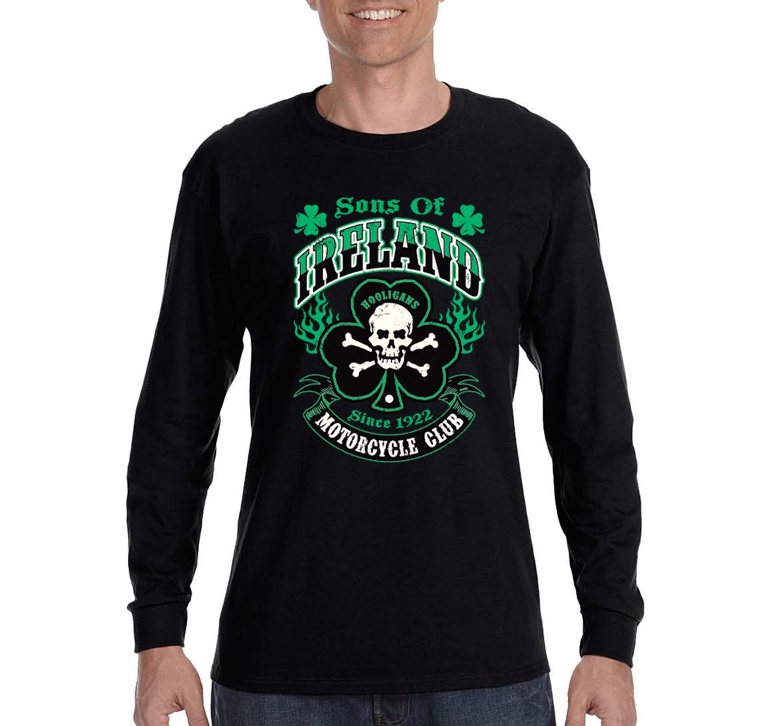 Mens' Sons of Ireland Irish Biker Motorcycle Celtic Clover Shenanigans ...