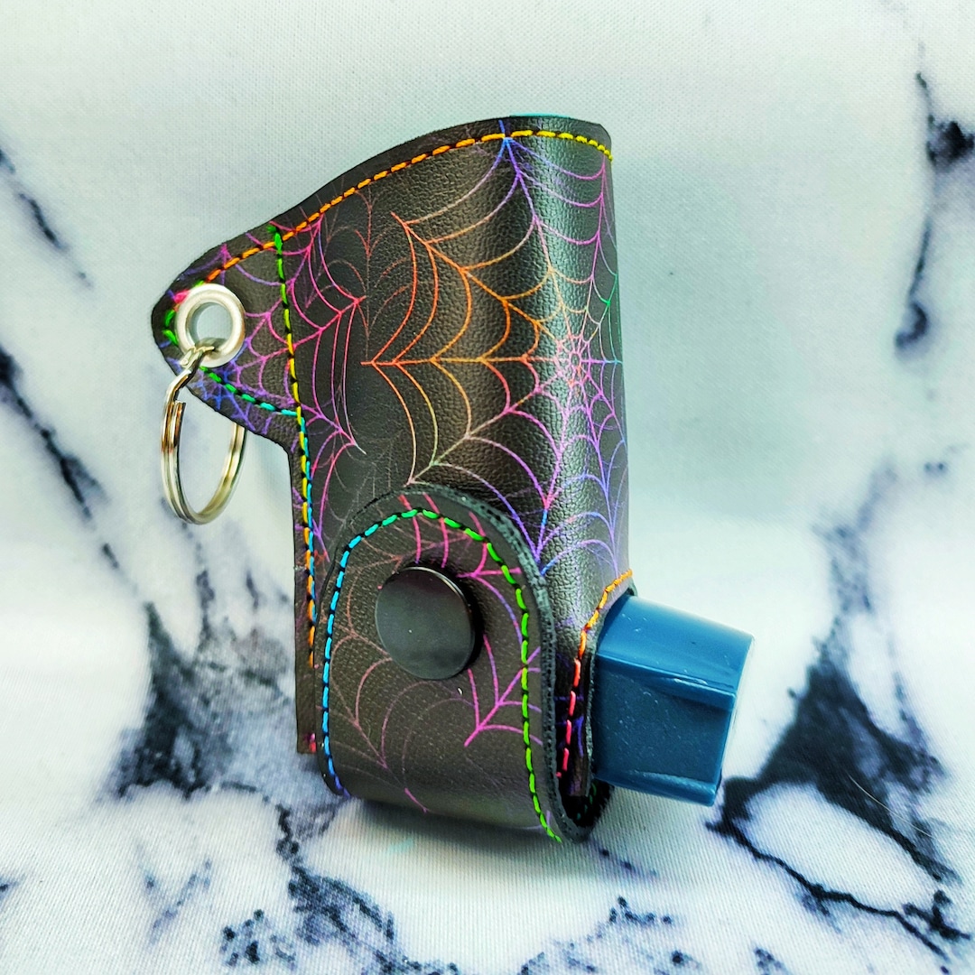 Gothic Rainbow Cobwebs Asthma Inhaler Holder Cover Keyring, Inhaler ...