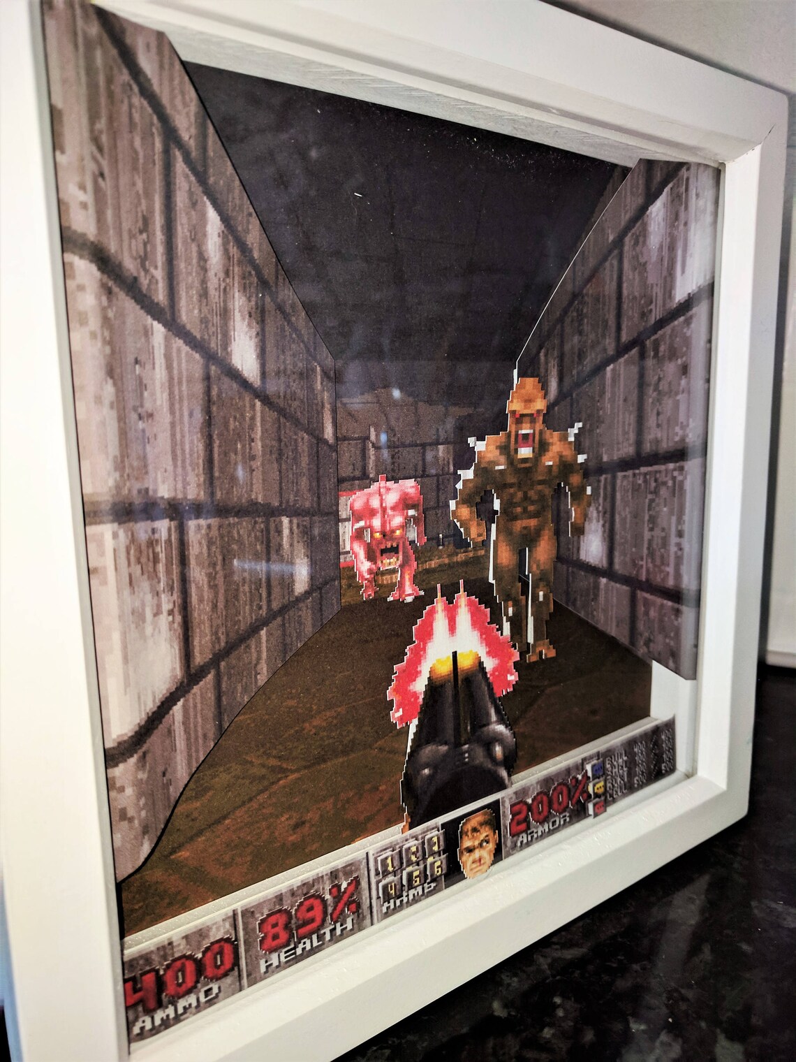 DOOM II 3D Shadow Box Diorama Framed Retro Video Game Art - Etsy
