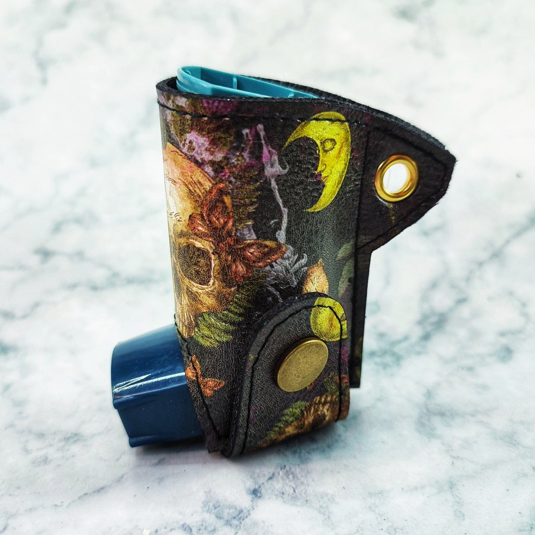 Gothic Skulls, Moons and Dragonflies, Asthma Inhaler Holder Cover ...