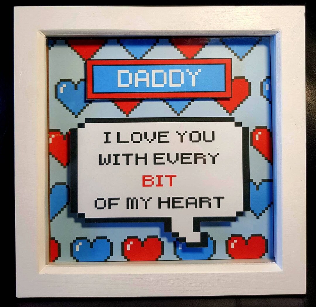 Daddy 8bit 3D Shadowbox Great Birthday, Father's Day Gift for the Geek ...