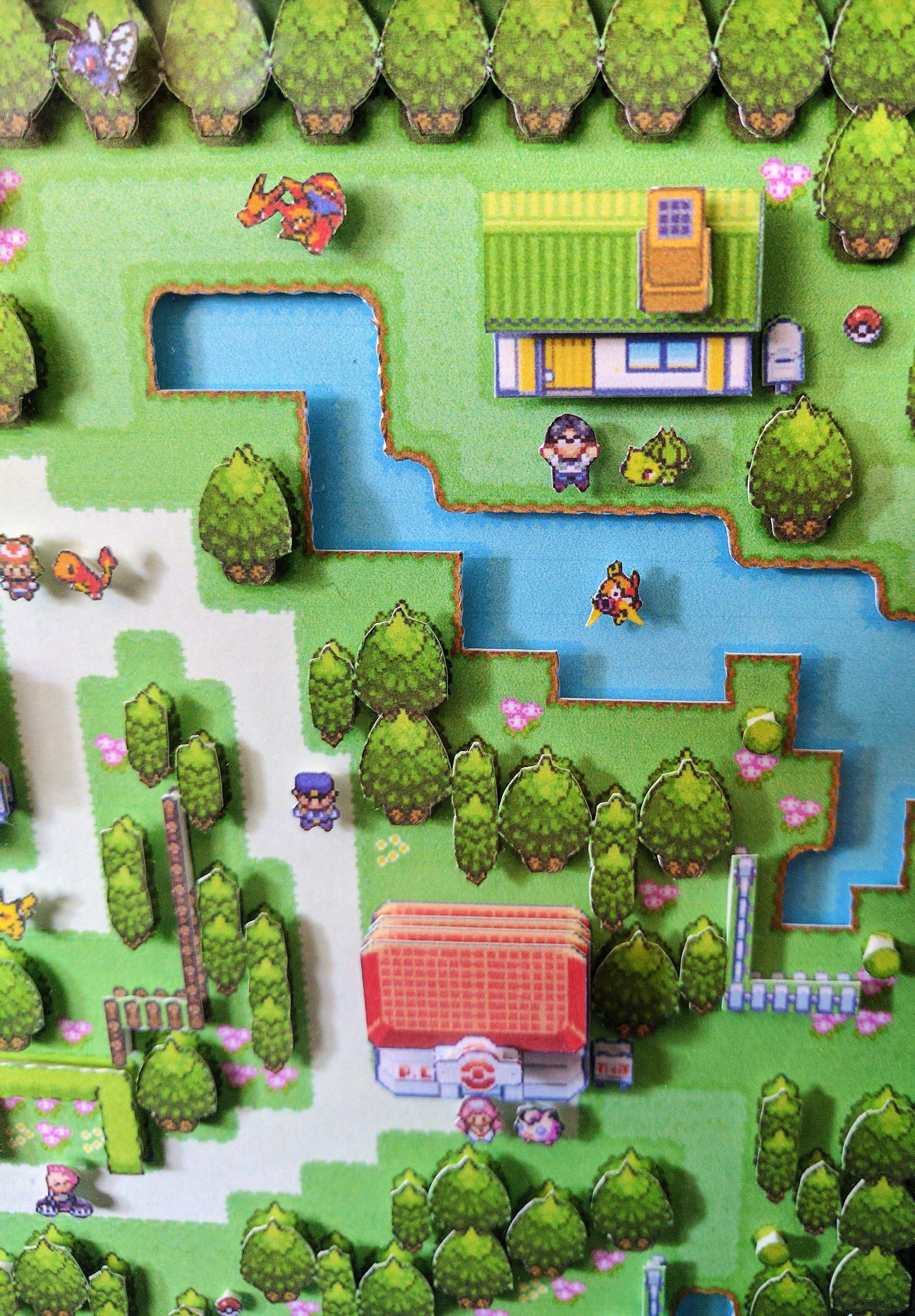 Pokemon Fanart Kanto Map 3D Framed Shadow Box Diorama Wall - Etsy UK