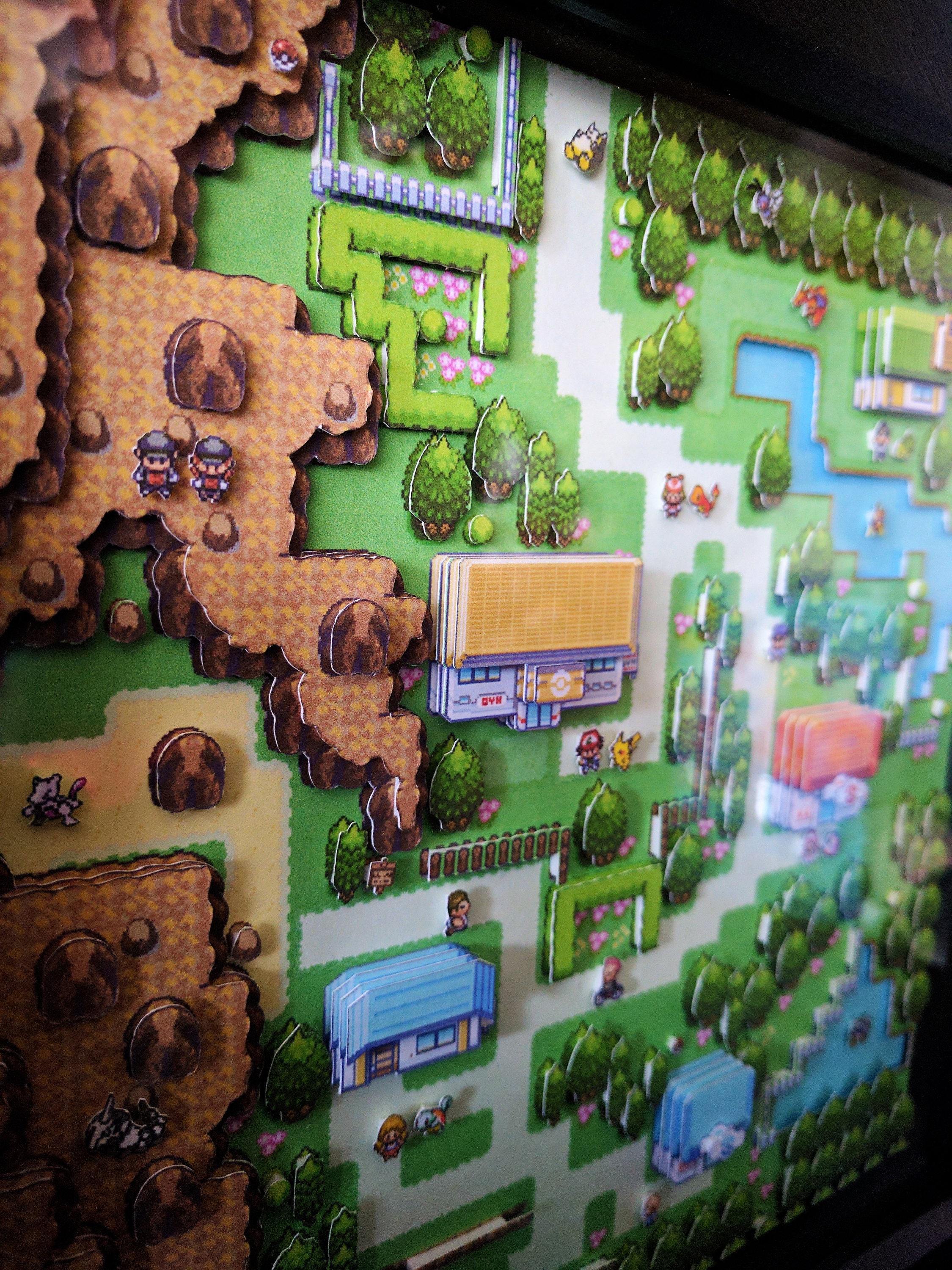 Pokemon Fanart Kanto Map 3D Framed Shadow Box Diorama Wall - Etsy UK