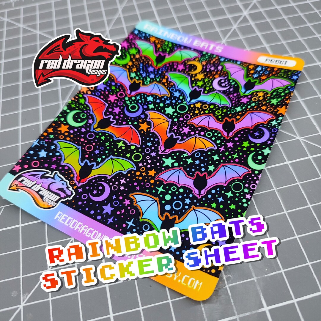 Rainbow Bats Sticker Sheet - Etsy