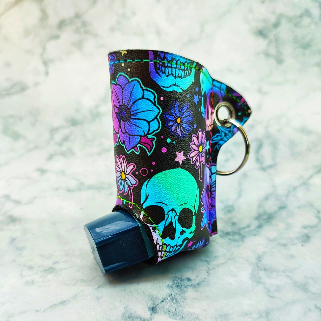Gothic Skulls Asthma Inhaler Holder Cover Keyring, Fits Pump, Gothic ...