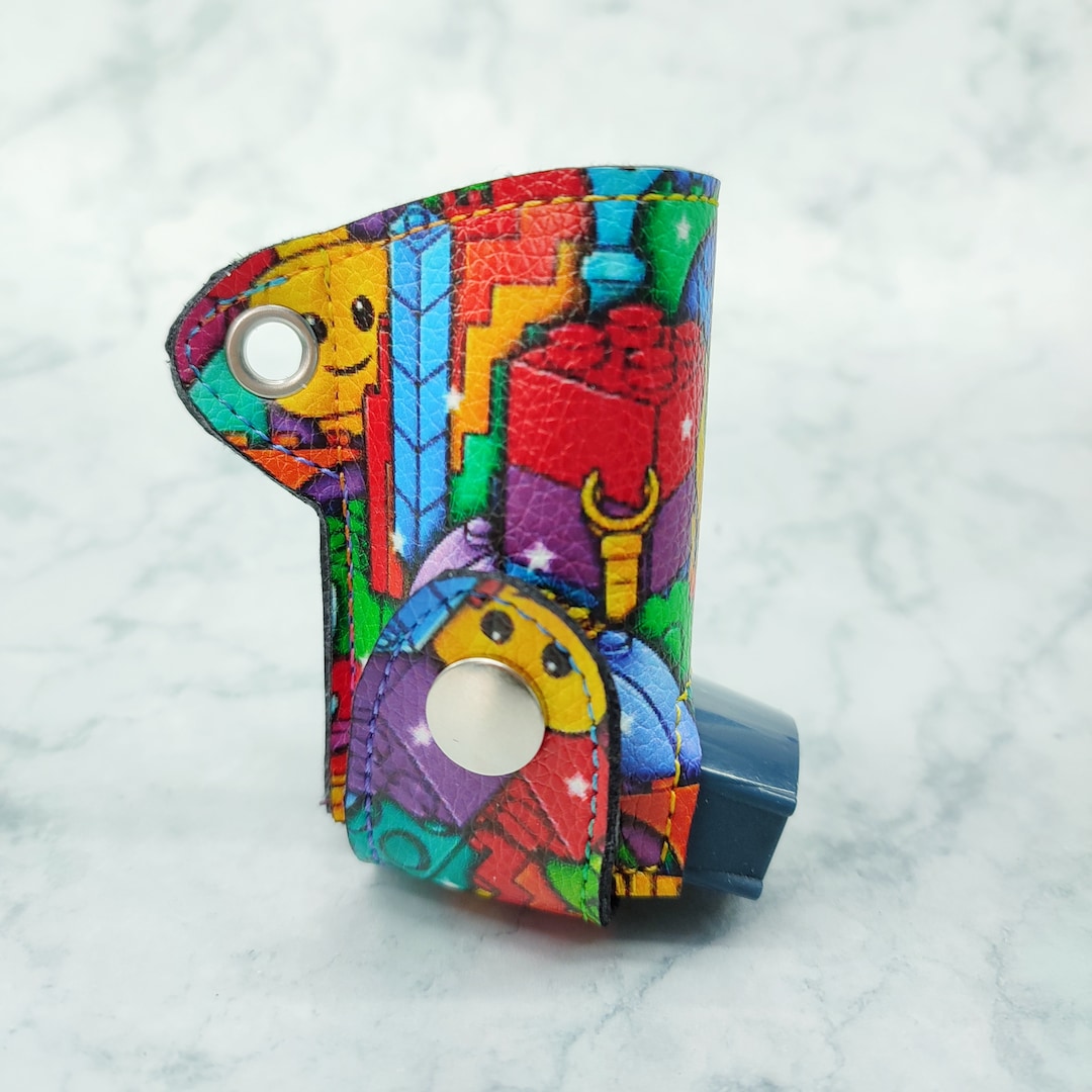 Building Block Themed Asthma Inhaler Holder Cover Keyring, Childs Gift ...
