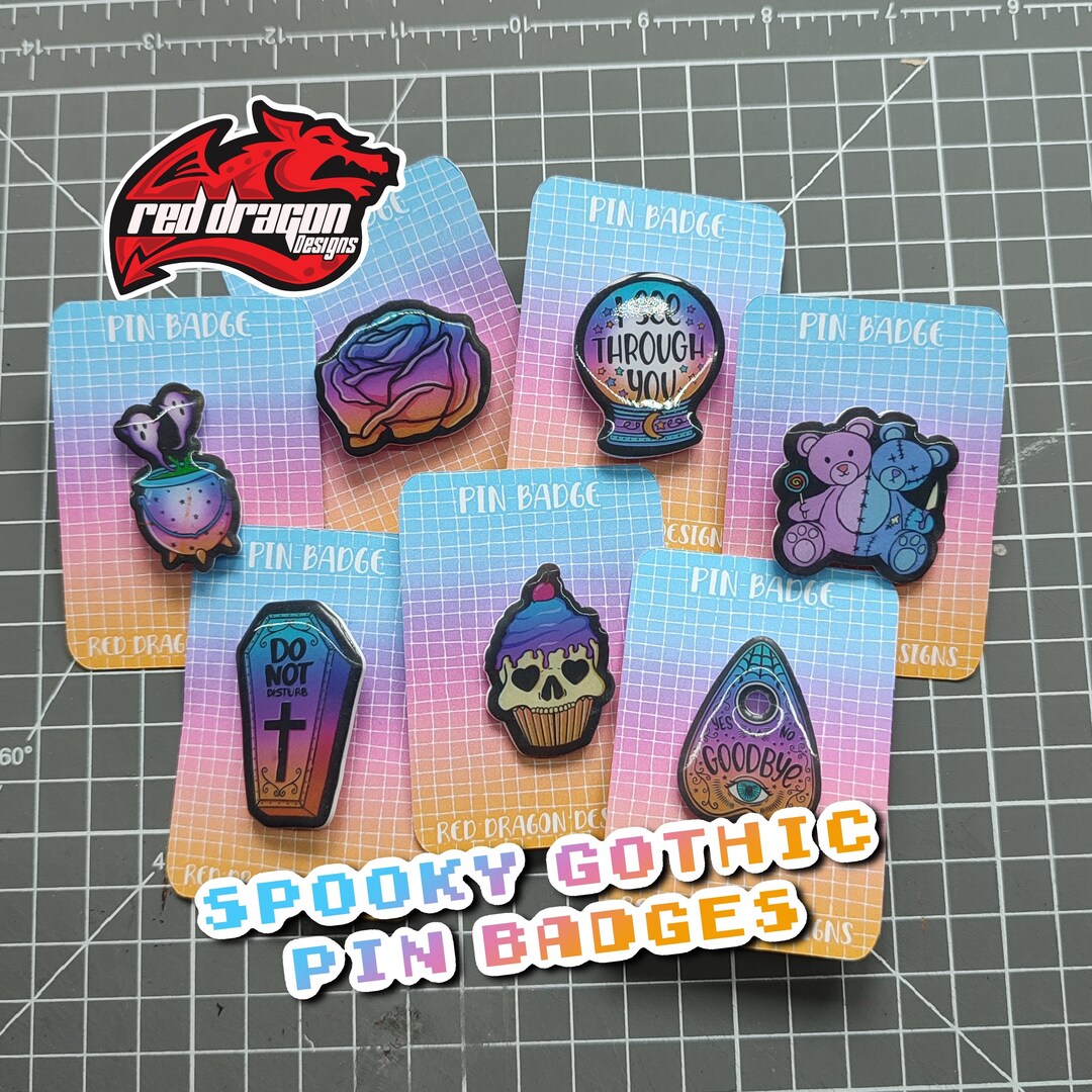 Handmade Spooky Gothic Themed Pin Badges - Etsy