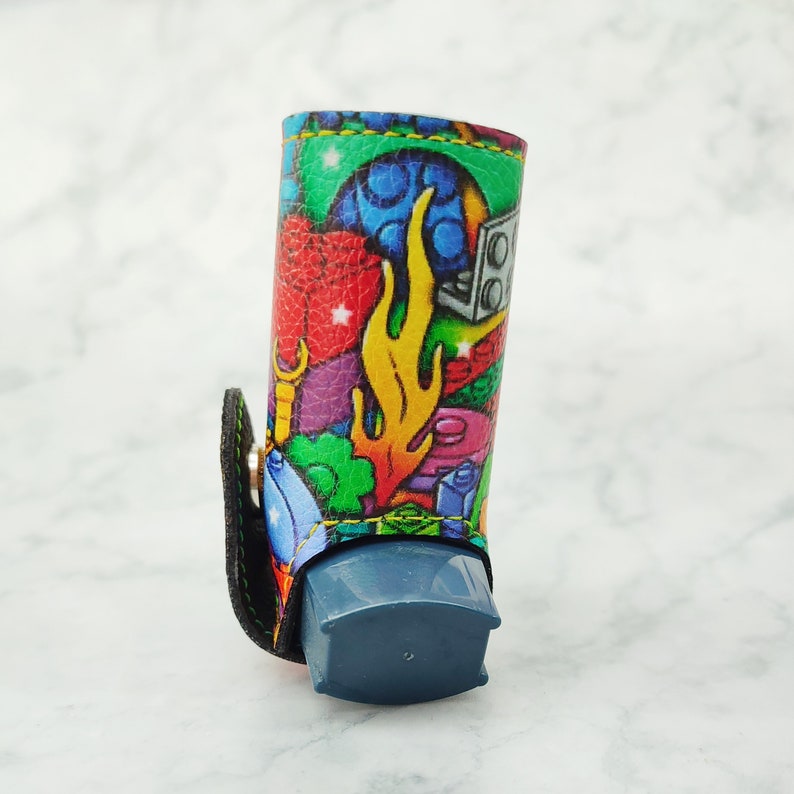 Building Block Themed Asthma Inhaler Holder Cover Keyring, Childs Gift ...