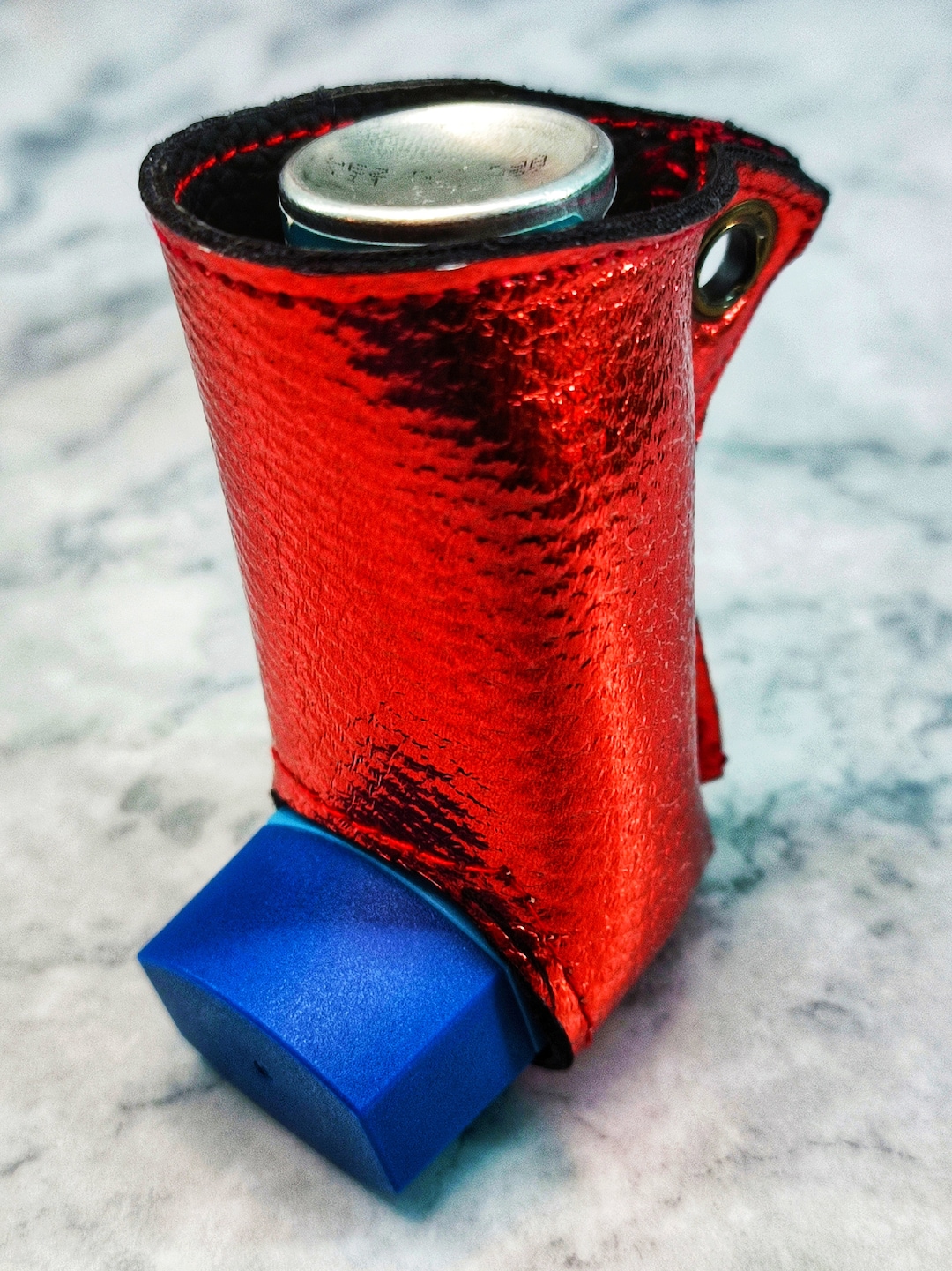 Metallic Red Asthma Inhaler Holder Cover Keyring, Fits Pump, Childs ...