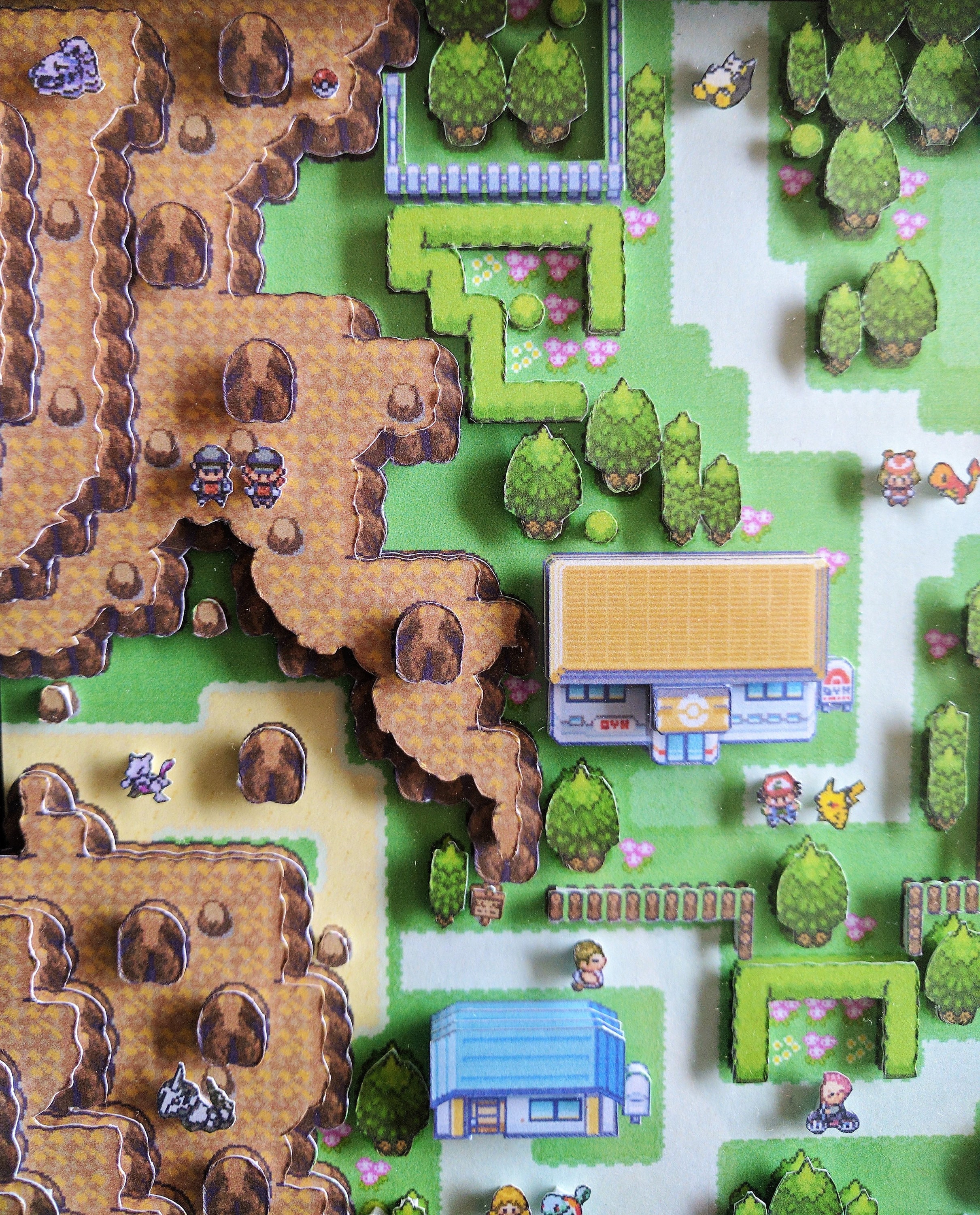 Pokemon Fanart - Kanto Map - 3D Framed Shadow Box Diorama Wall Art ...