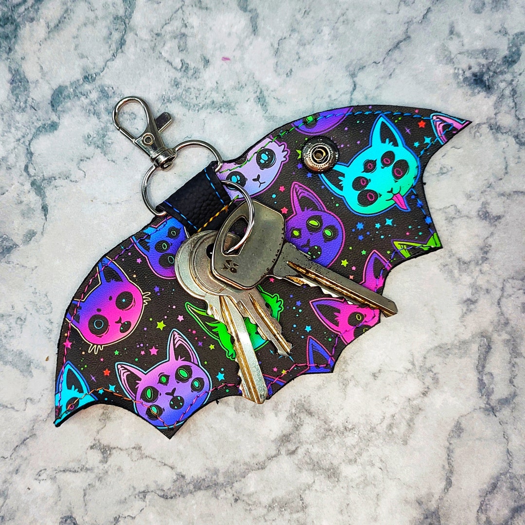 Creepy Cats Batwing Key Cover, Key Holder, Keyfob, Gothic Gift, Goth ...