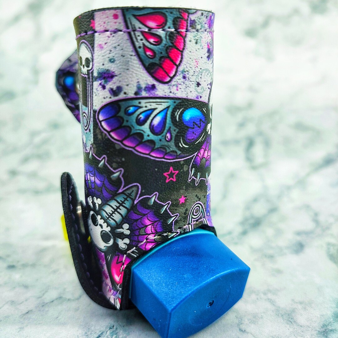 Gothic Purple Moth Night Butterfly Asthma Inhaler Holder Cover Keyring ...