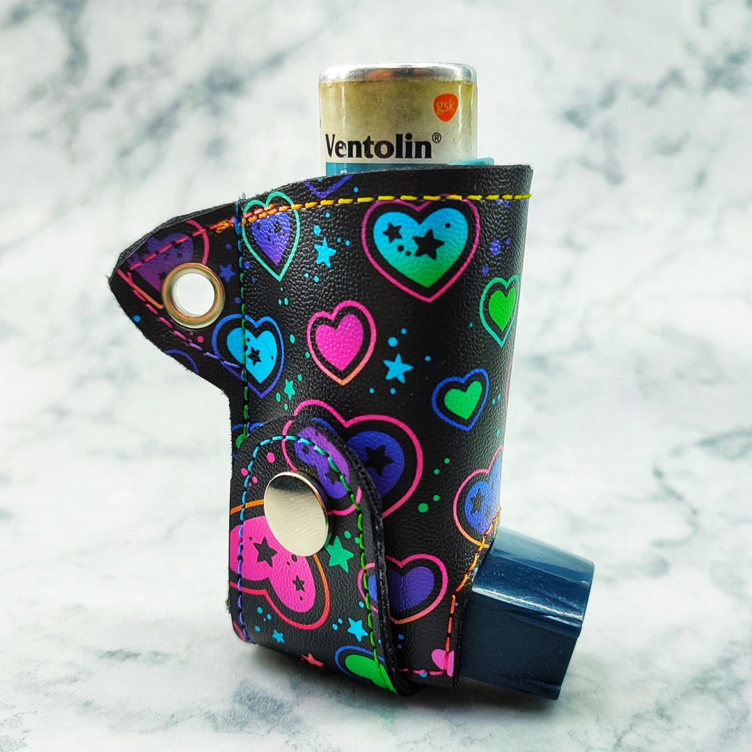 Rainbow Hearts Asthma Inhaler Holder Cover Keyring, Child's Pump ...