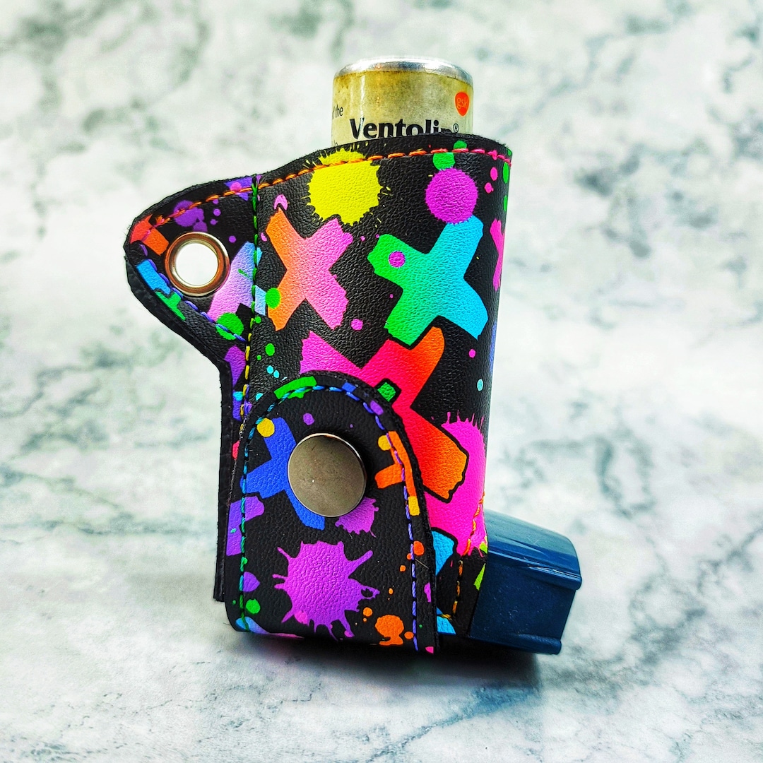 Rainbow Graffiti Asthma Inhaler Holder Cover Keyring, Childs Pump ...
