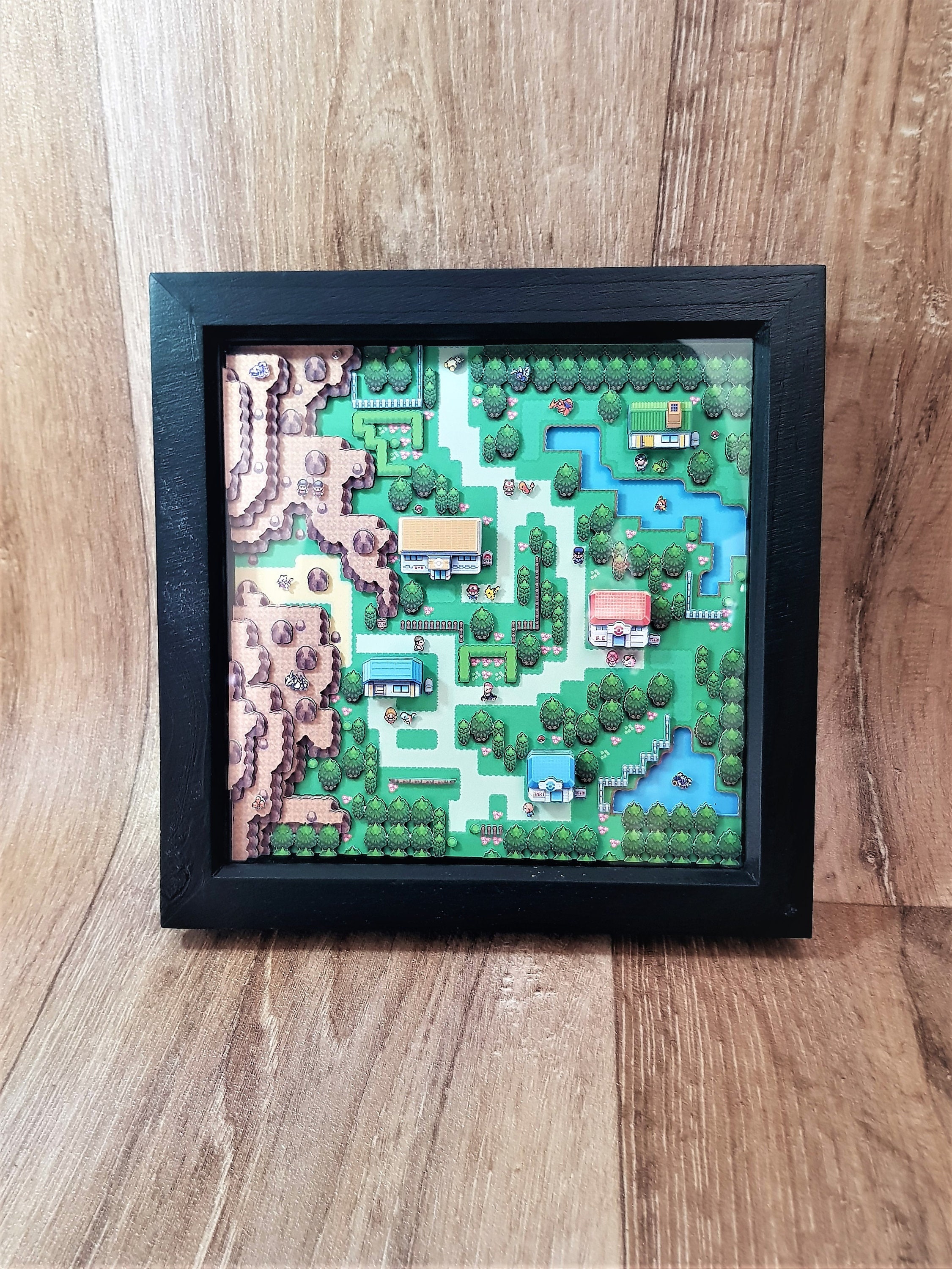 Pokemon Fanart Kanto Map 3D Framed Shadow Box Diorama Wall - Etsy UK