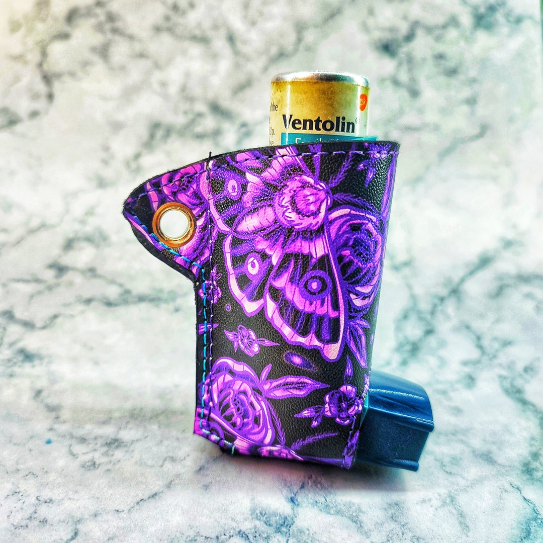 Purple Butterflies Asthma Inhaler Holder Cover Keyring, Fits Pump ...