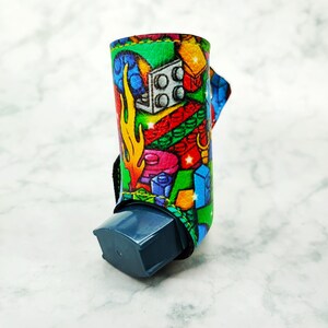 Building Block Themed Asthma Inhaler Holder Cover Keyring, Childs Gift ...
