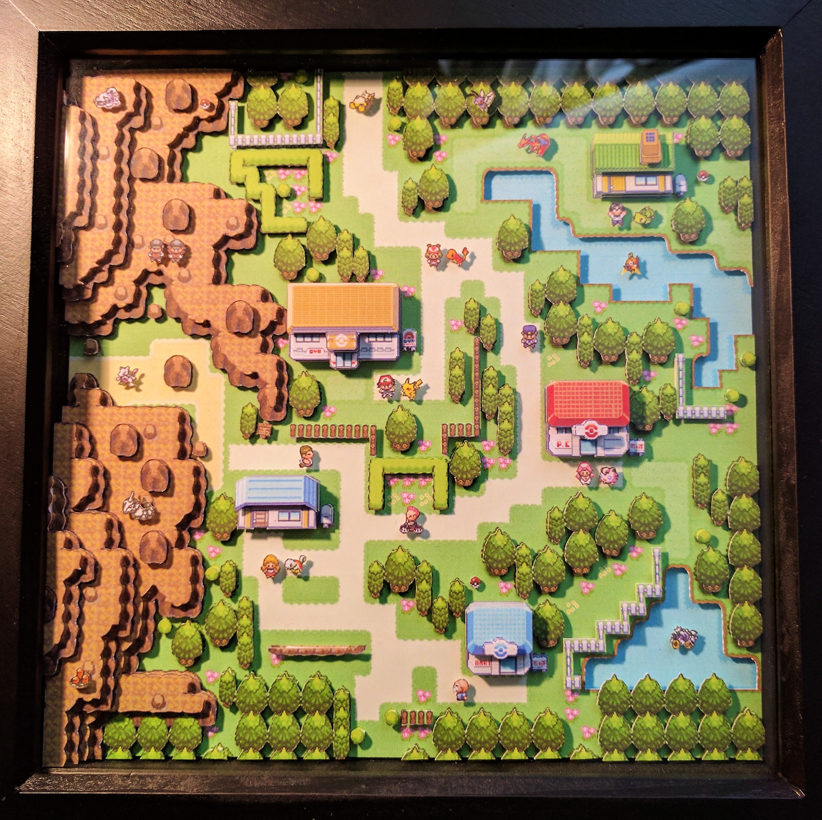 Pokemon Fanart Kanto Map 3D Framed Shadow Box Diorama Wall - Etsy UK