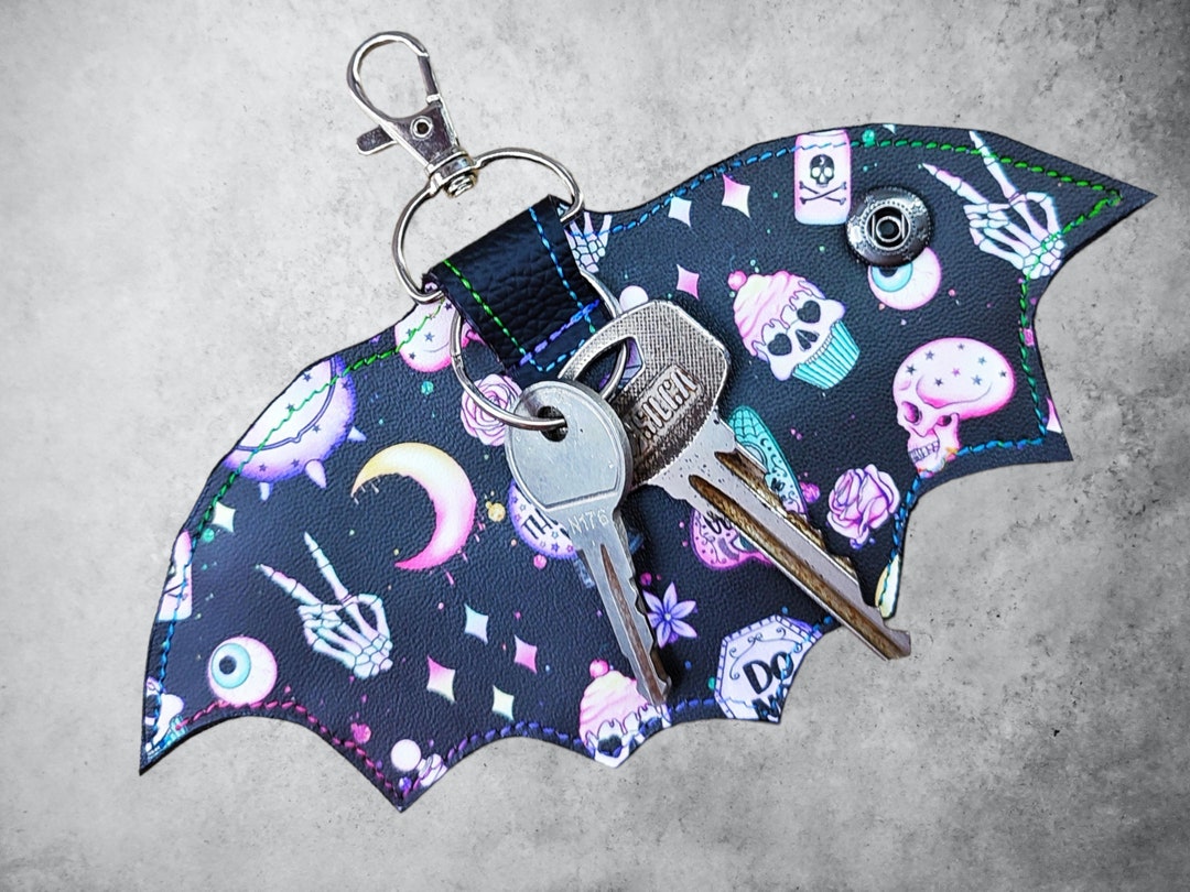 Black Cartoon Bat Wing Key Cover, Key Holder, Keyfob, Gothic Gift, Goth ...