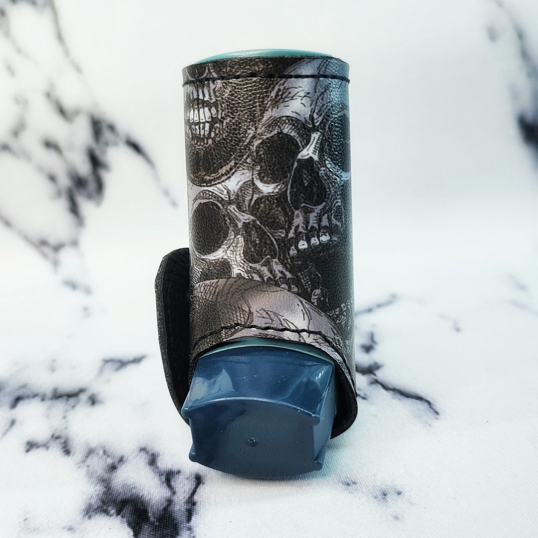 Gothic Dark Skulls Asthma Inhaler Holder Cover Keyring, Fits Pump, Dark ...