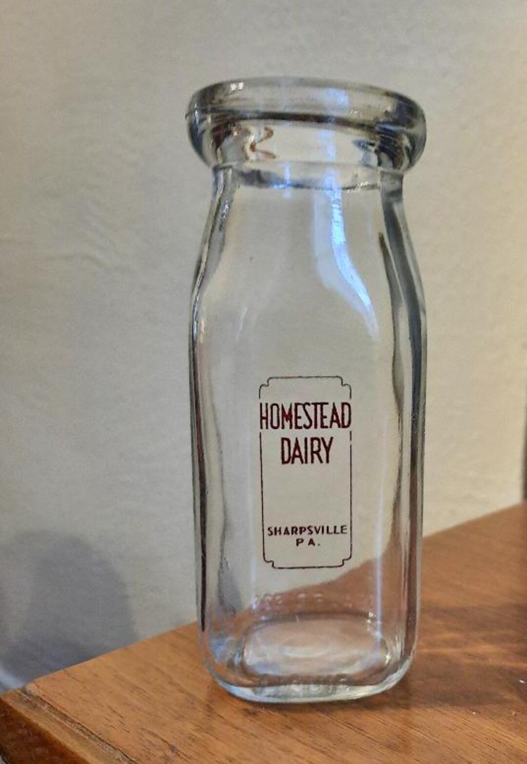Square Half Pint Glass Milk Bottle - Etsy